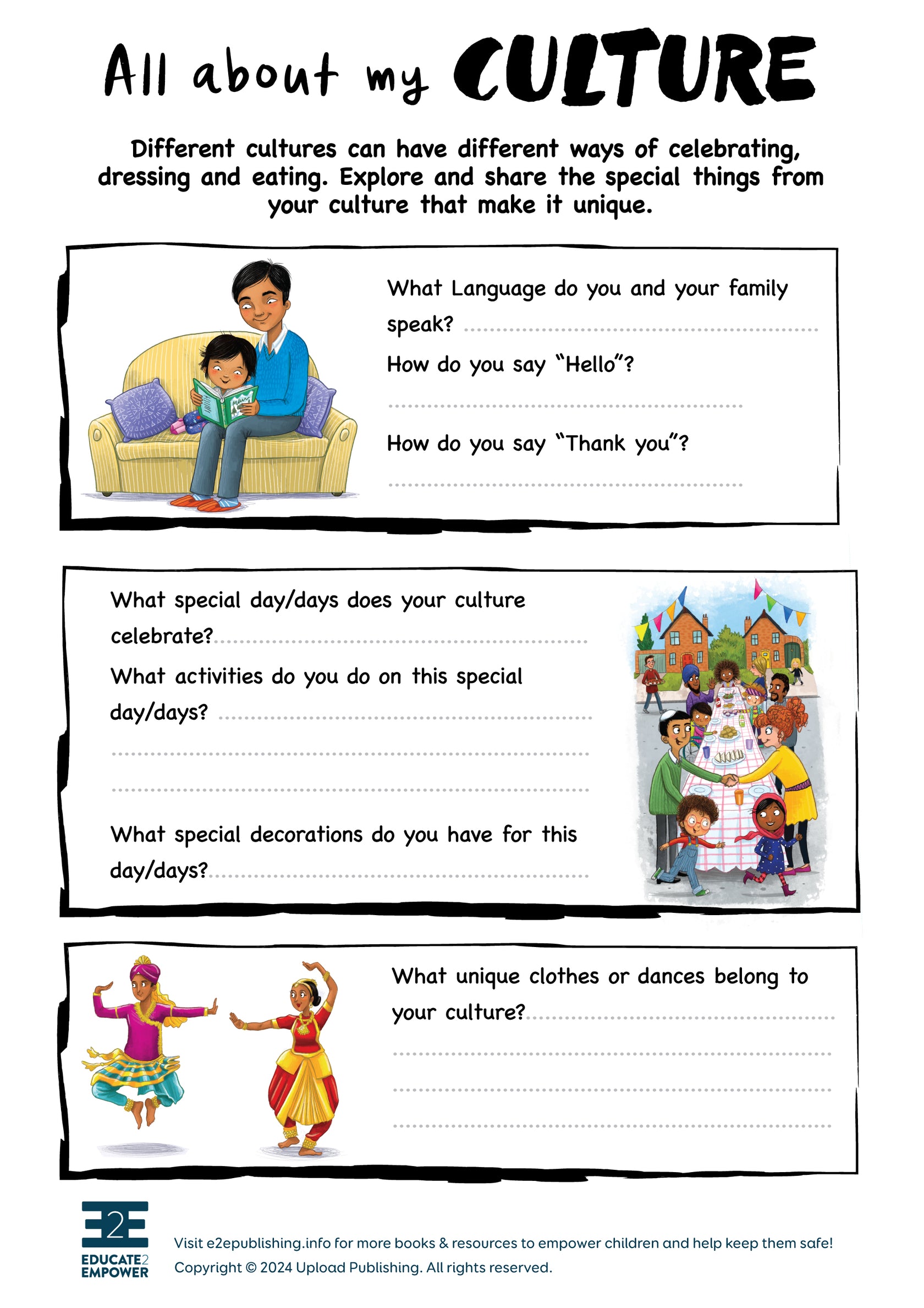 All About My Culture - Activity Sheet – Educate2Empower Publishing